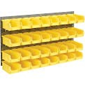 Global Industrial Wall Bin Rack Panel with (32) Yellow Bins, 36x7x19