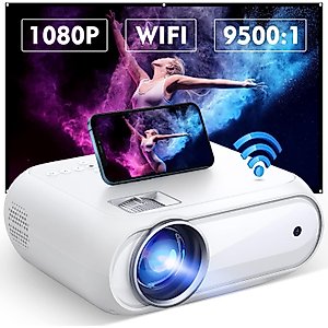 Mini Projector for iPhone, 1080P DVD Projector with Bluetooth and 120 inches Screen, Portable Video Projector for Outdoor Family Movie Night Compatible Phone/HD/Stick/USB,Built in DVD Player Projector