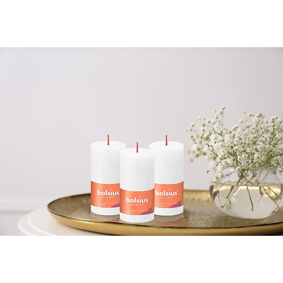 BOLSIUS 4 Pack White Rustic Pillar Candles - 2 X 4 Inches - Premium European Quality - includes Natural Plant-Based Wax - Unscented Dripless Smokeless 30 Hour Party Décor and Wedding Candles