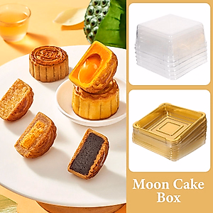 Healifty 50pcs Boxes Cookie Muffin Boxes Cake Container with Lids Cake Containers with Lids Individual Cupcake Containers Moon Cake Dome Boxes Cake Dessert Container Moon Cake Containers