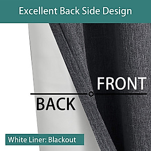 LORDTEX Linen Look Textured Blackout Curtains with Thermal Insulated Liner - Heavy Thick Grommet Window Drapes for Bedroom, 50 x 63 Inches, Grey, Set of 2 Panels