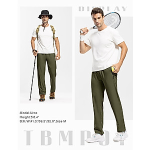 TBMPOY Men's Travel Hiking Pants Lightweight Athletic Wind Athletic Pant Windbreaker Fishing Active Jogger Green XL