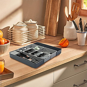 SEVEN LUCKY LIGHT Silverware Organizer Expandable Cutlery Drawer Organizer Food Grade PP5 Utensil Drawer Organizer BPA Free