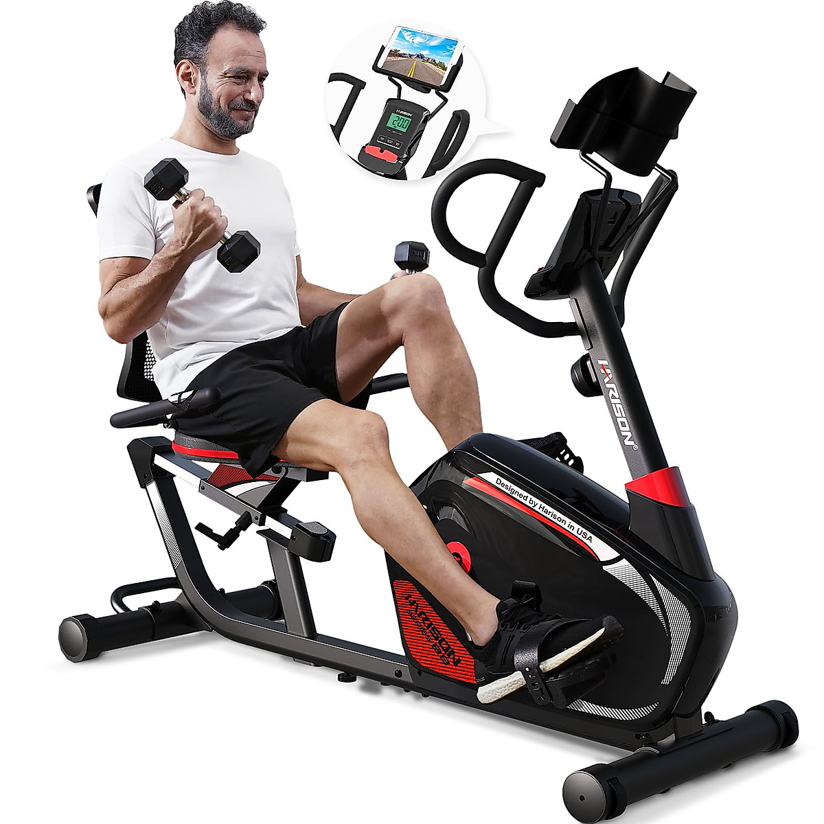 HARISON Recumbent Exercise Bike with Arm Exerciser, Recumbent bikes for Adult Seniors, Recumbent Exercise bike for Home 400 lbs Capacity