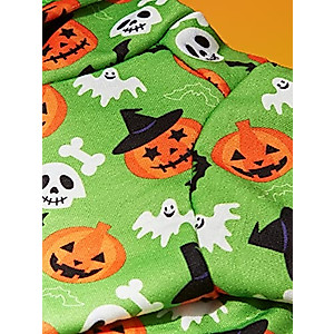 QWINEE Halloween Dog Hoodie Dog Costume Sweatshirt Pumpkin Bat Print Dog Clothes for Puppy Kitten Cat Small Dogs Green Large
