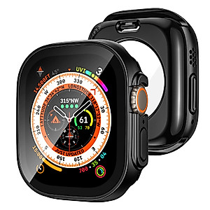 Tensea (2 in 1) for Waterproof Apple Watch Ultra 2/Ultra Screen Protector Case 49mm Accessories, iWatch Protective PC Face Cover Built-in Tempered Glass Film, Front and Back Bumper (49 mm)