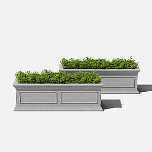 Veradek Brixton Window Box Plastic Planter - Large Rectangular Planter for Outdoor Balcony/Windowsill | Crack-Resistant All-Weather | Classic Estate Design for Flowers, Herbs, Succulents