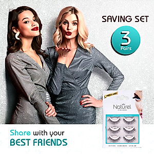 Reusable Fake Eyelashes – Lightweight, Self-Adhesive False Lashes – No Sticky Lash Glue Required: 3 Sets