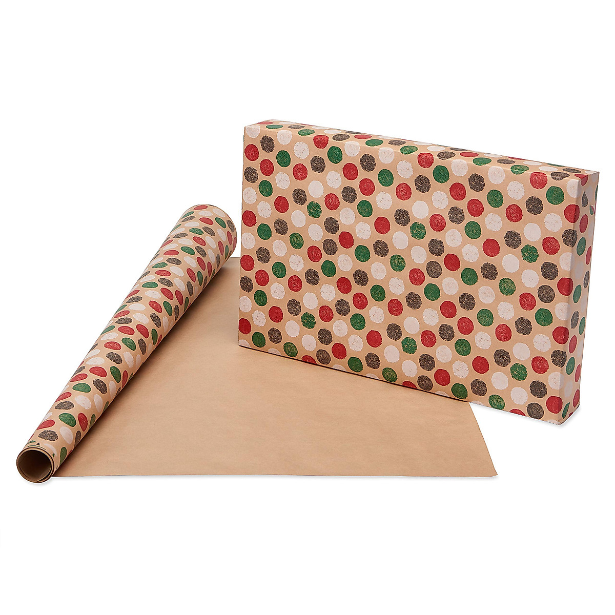 American Greetings Winter Wrapping Paper, Red, Green and Kraft (4 Pack, 80 sq. ft.)