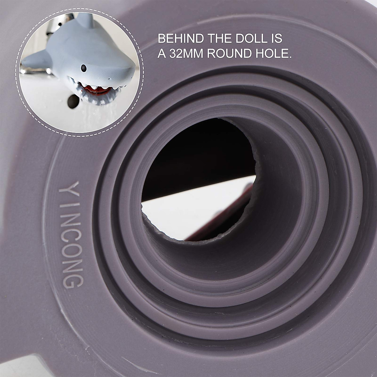 Amosfun Fish Faucet Extender Cartoon Shark Wash Basin Bath Spout Cover Shark Animal Toy Water Faucet Cover for Babies Toddlers Kids Children Grey