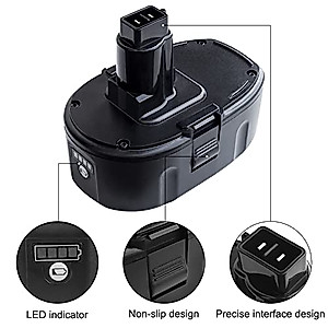 DTK Battery Replacement for Dewalt 18V XRP Ni-Cad Battery DC9096 DC9098 DC9099 DE9039 DE9095 DE9096 DE9098 DW9095 DW9096 DW9098 DE9503 DC9182 18 Volt 6.5Ah Batteries