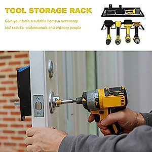 Power Tool Organizer Wall Mount Floating Tool Shelf Drill Rack and Shelf for Workshop Shed(17x9in),(black)