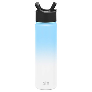 Simple Modern 22 oz Summit Water Bottle with Straw Lid - Gifts for Hydro Vacuum Insulated Tumbler Flask Double Wall Liter - 18/8 Stainless Steel Ombre: Santorini Breeze