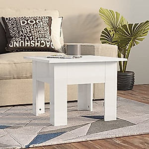 QJBSAVVA Coffee Table High Gloss White 21.7"x21.7"x16.5" Engineered Wood,Floor Standing Table Table for Living Room Cocktail Table Suitable for Meeting Rooms, Reception Rooms, Offices