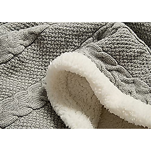GunziStreet Bed Blanket Throw Solid Pure Cotton Cable Knit Fuzzy Warm Fleece for Couch Chairs Sofa Baby Kids Adult Home Decorative Coverlet All Season (Gary, Throw(51''x63''))