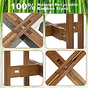 PlantsHome Fun Adjustable Plant Stand Indoor,Bamboo Mid Century Modern Plants Stands, Stable Plant Holder,Fit 8 9 10 11 12 inch Pots (Pot & Plant Not Included)