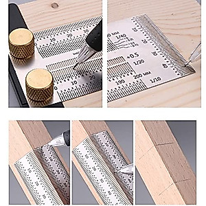 Smgda 12 Inch T-Rule, Precision Marking T Rule, Woodworking T Square Ruler, Stainless Steel Hole Positioning Scribing Tool, Carpenter Measuring T-Square, with Pencil & 0.5mm Pencil Refill