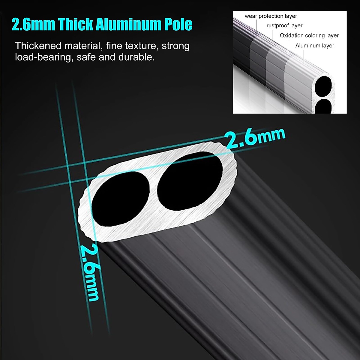 Wall Mounted Aluminum Closet Bar for Hanging Clothes 24 28 30 34 36 38 40 46 50 Inch Long, Detachable Clothes Hanging Rod Pole Wardrobe Storage Clothing Organizer Rack System Kit (Color : Silver, Si