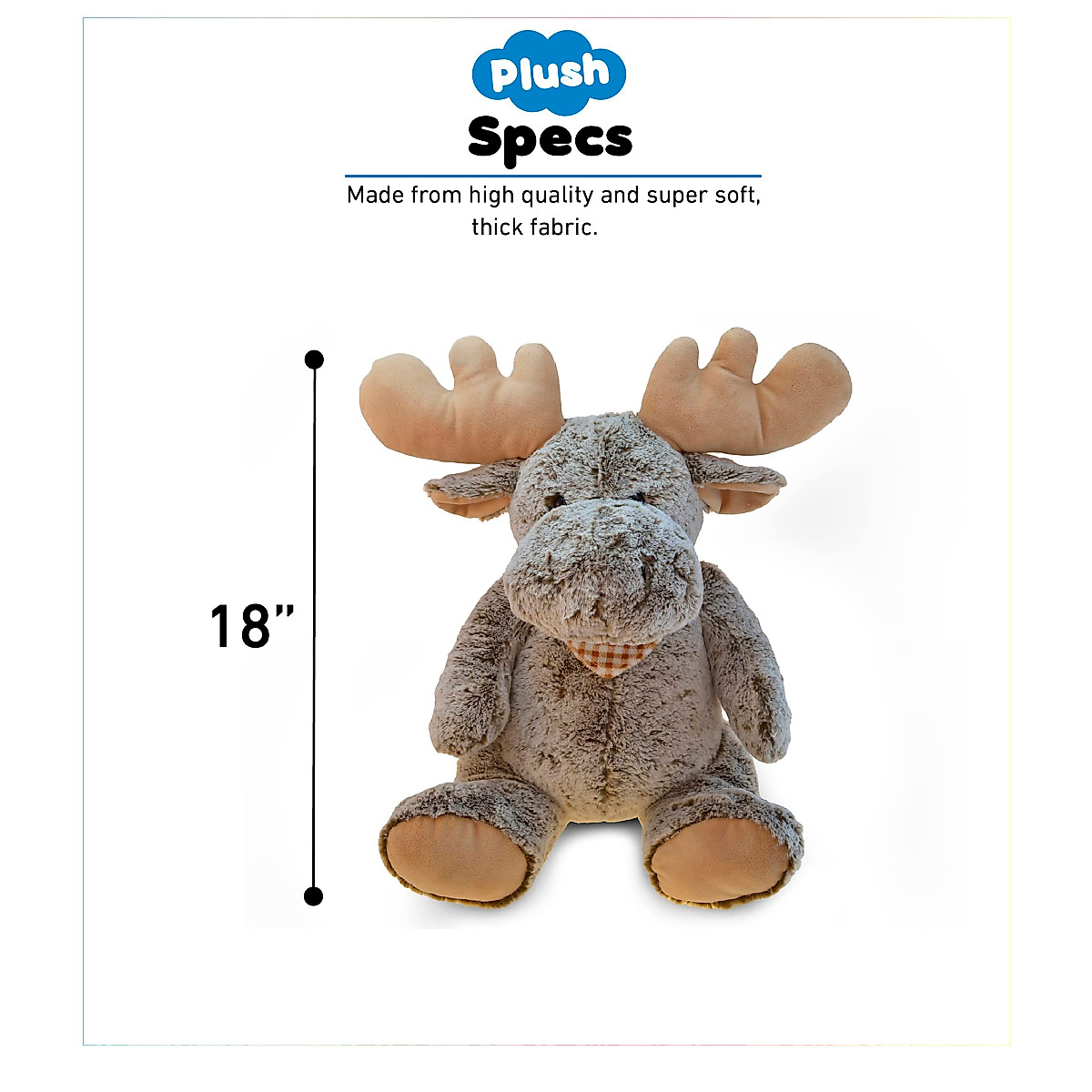DolliBu Plush Moose Stuffed Animal Pillow Size - Super Soft Animal Pillow for Kids, Cozy Nap Buddy, Floor Pillow for Kids & Toddlers, Jumbo Hugging Plush, Travel Cuddle Pillow for Kids - 18 Inch