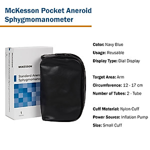 McKesson Aneroid Sphygmomanometer, Blood Pressure with Cuff, Navy, Child Small, 1 Count