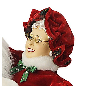 Windy Hill Collection Dancing Mr & Mrs Santa Claus Red, Green, Gold Plaid 16" Inch Standing Figurine Figure Decoration 160051