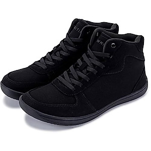 WHITIN Men's Wide Toe Box Canvas Minimalist Barefoot Shoes Width Zero Drop Minimus Sneaker Male Size 11 Lightweight Trail Minimal Walking All Black 45