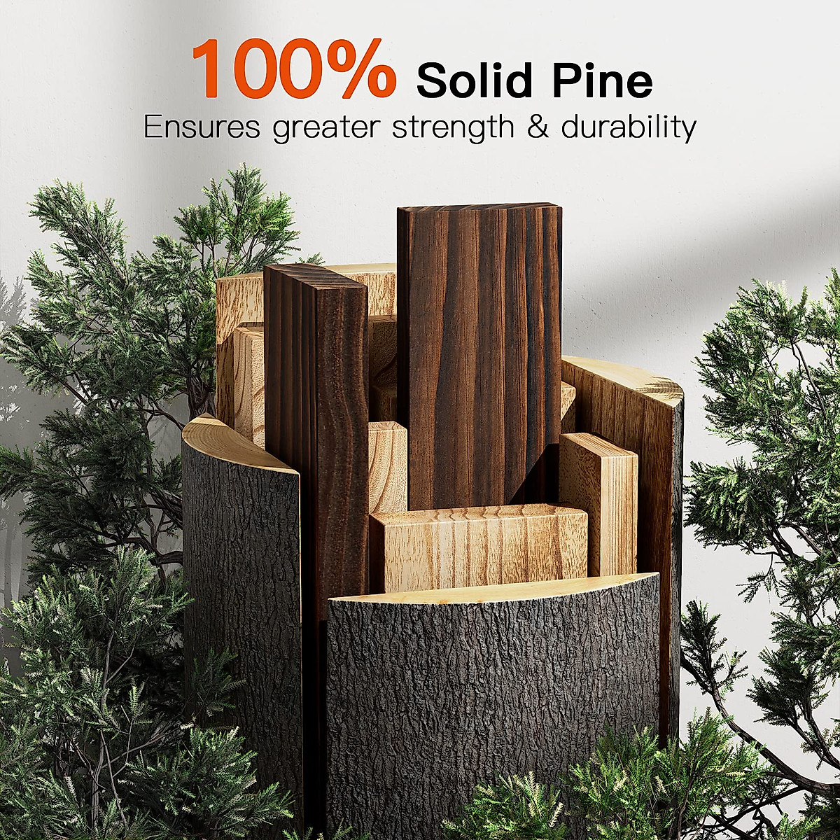 Amada HOMEFURNISHING Floating Shelves, 24 Inch Solid Pine Wall Shelves with Enhanced One-Piece Bracket for Living Room, Bathroom, Bedroom, Kitchen, Office Storage & Organization, Set of 2, Walnut