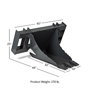 Titan Attachments USA Made Grey Extreme HD Stump Bucket Tree Spade Scoop Digger, Skid Steer Quick Tach Mounting Style