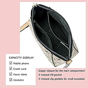 DAVID - JONES INTERNATIONAL. Lightweight Crossbody Phone Bag for Women, Small Shoulder Bag Cell Phone Wallet Purses and Handbags with Chain Strap,Vegan Leather Camel Purse