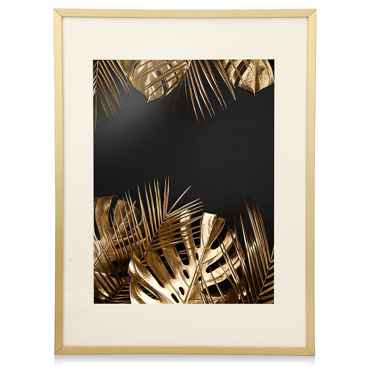 Fixwal 12 x 16 Frame Gold Aluminum Picture Frame Set of 1, Metal Gold Frame Tempered Glass with Mat for Wedding, Wall Display