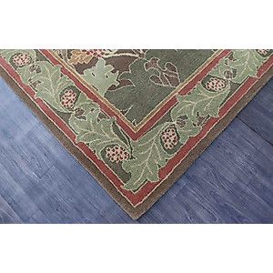 USA RUG Old Hand Made Pattern William Morris Cecil Green Traditional Oriental Style 100% Woolen Area Rugs (8 ft x 10 ft)