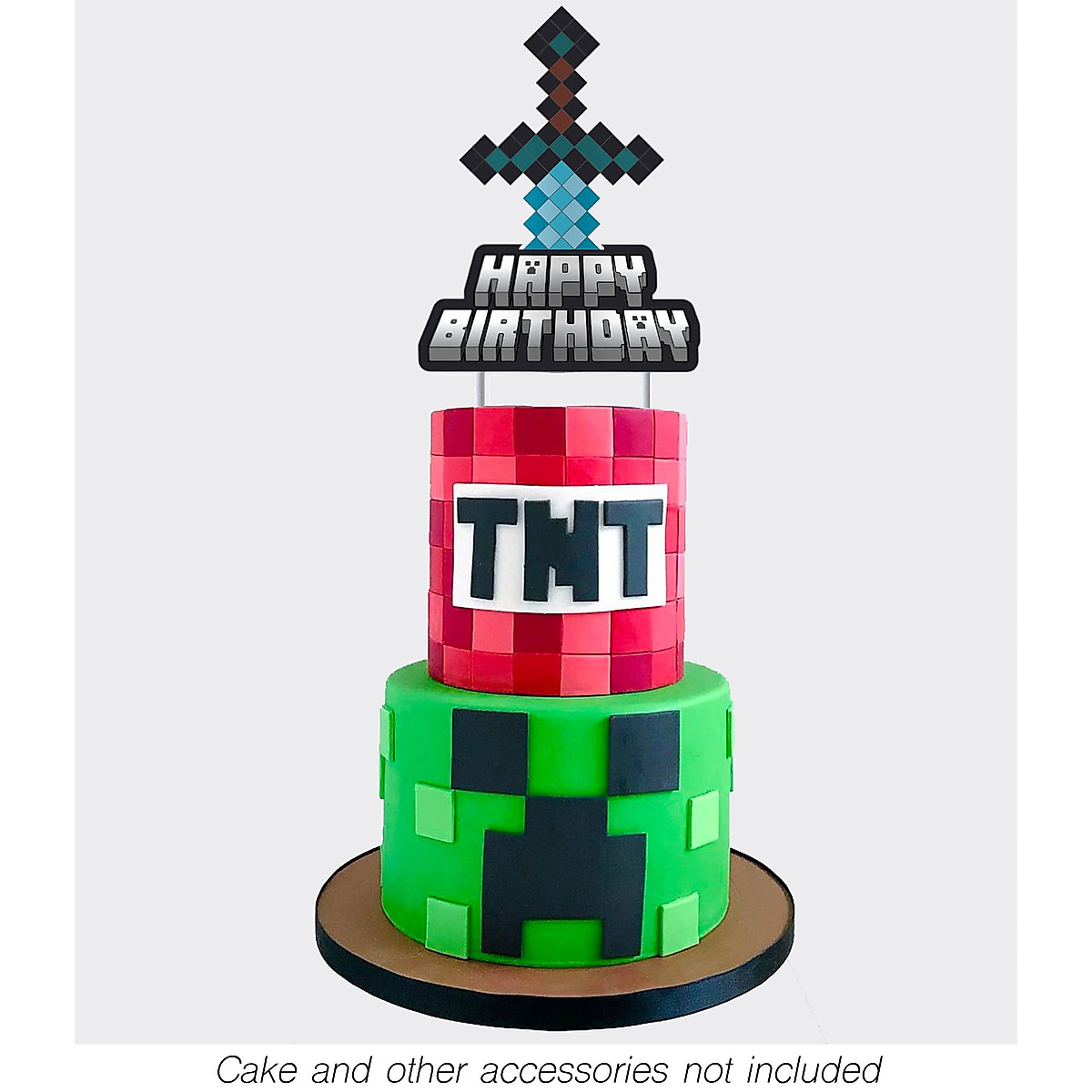 Mining Craft Pixel Gamer Gaming Birthday Cake Topper Video Game Mine Party