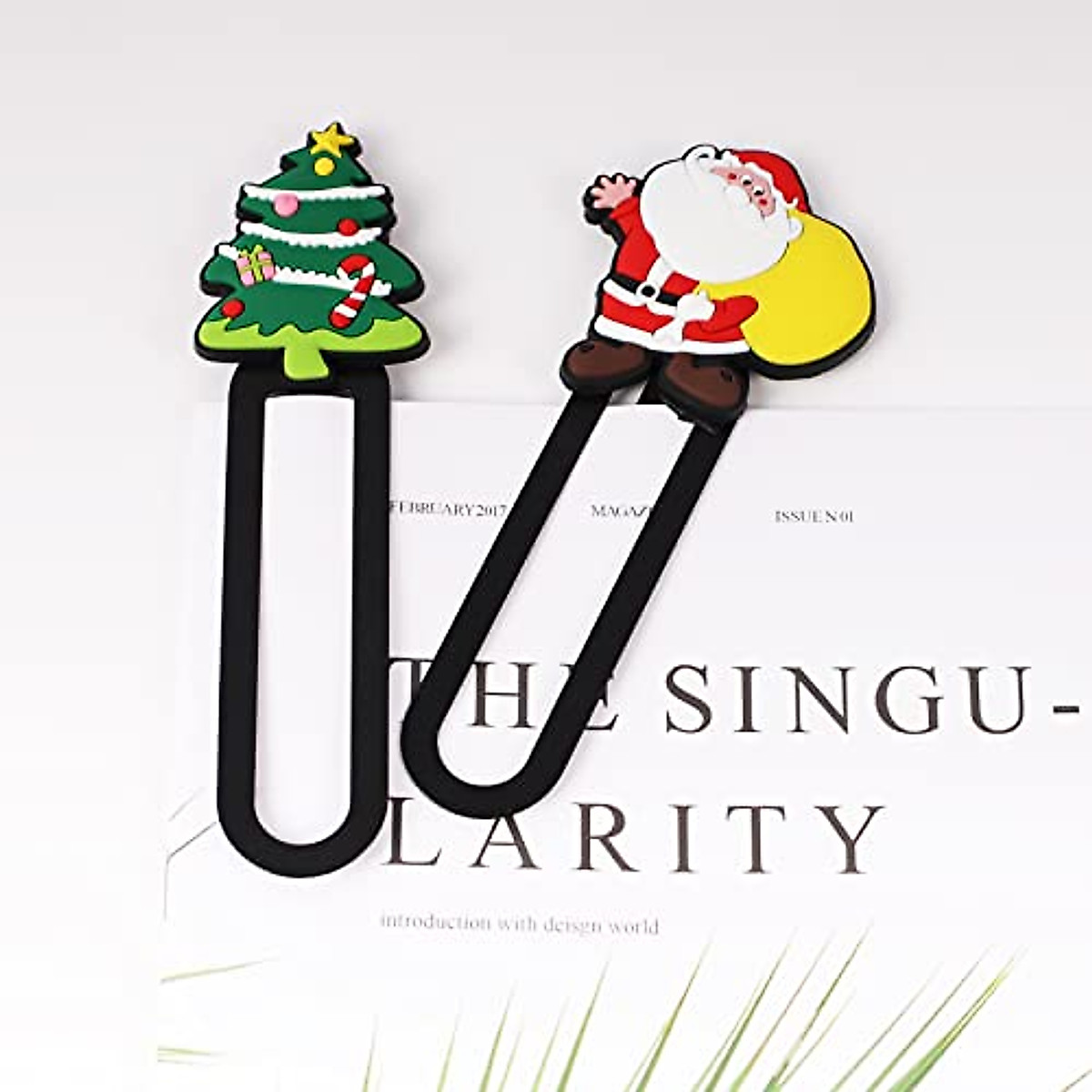 2 Pack Christmas Bookmarks for Kids 3D Non-Slip Santa Claus Bookmark and Page Holder Unique Gift Idea PVC Book Marker and Reading Accessories for Christmas Gift,100th Day of School Gift,Students