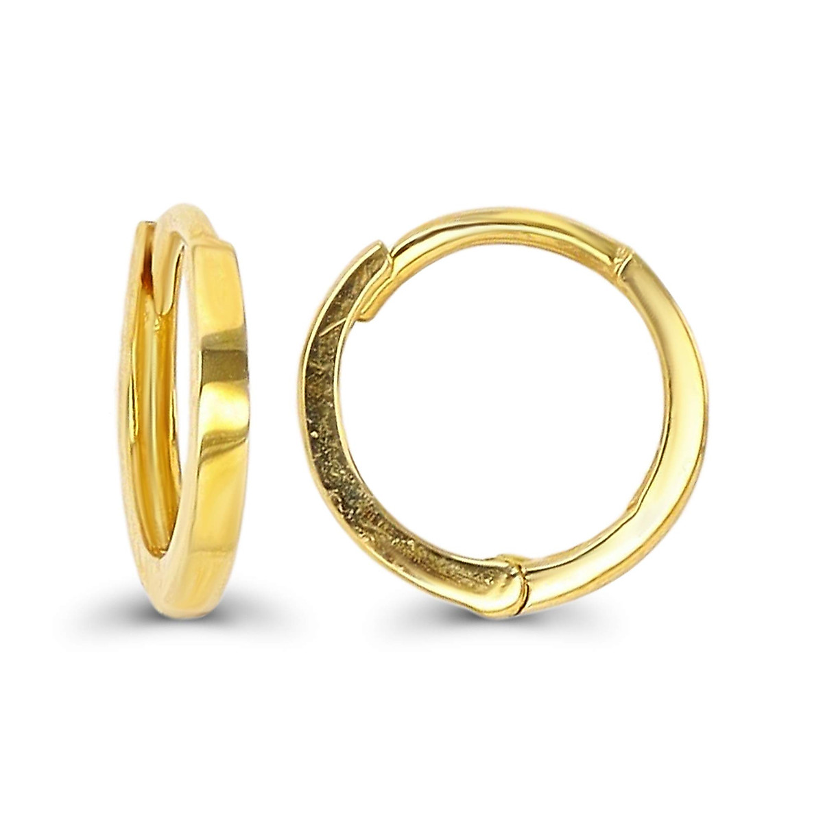 14K Yellow Solid Gold High Polished 1.20mm Thick Plain Small Huggie Earrings | Plain Small Huggie Earrings | 1.20x9mm | Huggie Earrings | Solid Gold Stud Earrings for Women and Teens