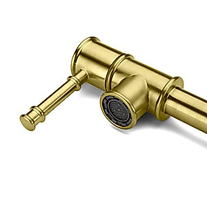 Gold Pot Faucet Pot Filler Faucet Wall Mounted, Lead-Free Solid Brass Folding Stretchable Double Joint Swing Arm Extending Wall Hole Filler Kitchen Faucet Brushed Gold