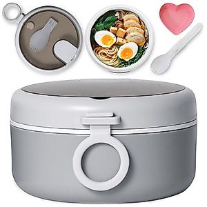 Souper Duper Ramen Bowl Set with Utensil • Microwave, Serve & Eat Noodles in the Same Soup Bowl • Grab-and-Go Leak Proof Lid • Easy to Clean • Freezer Safe • For Dorm, Office, Home