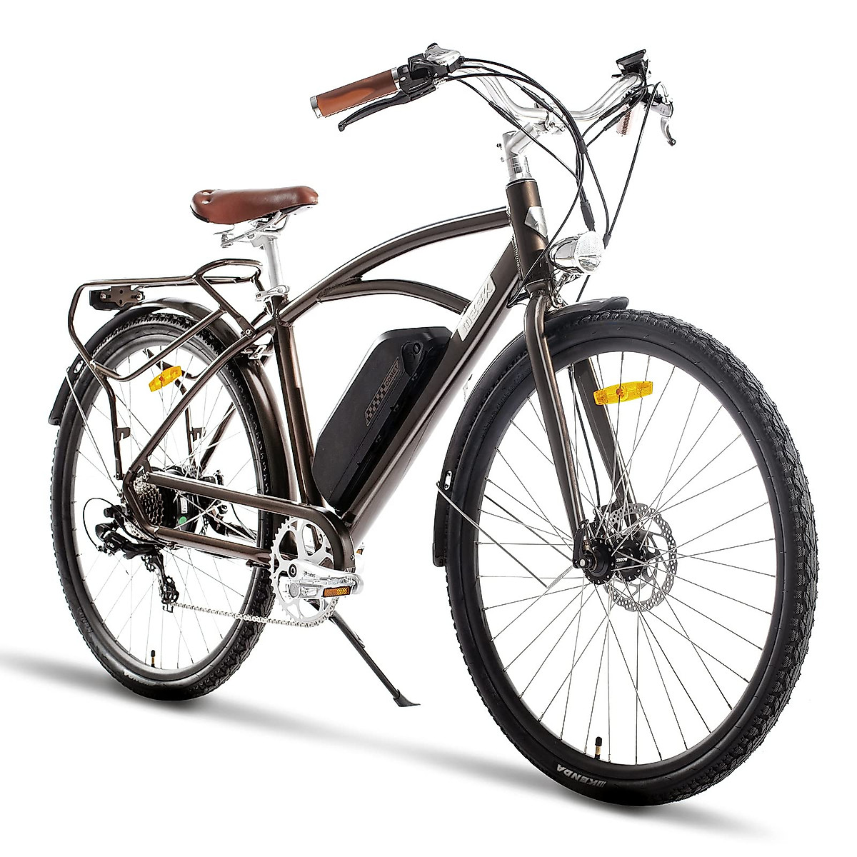 Electric City Bike 7 Speed E-Bike, 48V Larger Battery 500W BAFANG Motor Electric Bicycle for Adults Brown