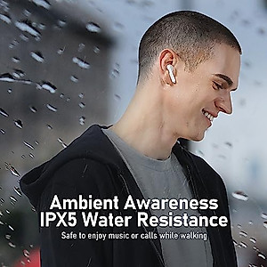 Audiovance NT301 Earbuds, Wireless Headphones Bluetooth Ear Buds for iPhone and Android, Comfort Fit, Premium Sound, Clear Calls, Wireless Charging, Waterproof, 23H Battery Earphones (White)