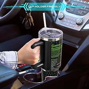puhnhsv 40 oz Gaming Tumbler With Handle and Straw, 30oz Insulated Stainless Gaming Tumbler Coffee Travel Mugs Cup Water Bottle Game Lovers Gifts for Men Boys