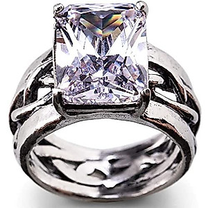 Joolala Cubic zirconia Sterling Silver Women's Ring - 925 Silver Ring for Woman - Faceted Cubic zirconia Cut, Prongs Setting, Anniversary Engagement Ring (9)