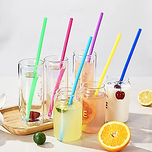 ALINK Reusable Silicone Straws, 10.5” Long Skinny Tumbler Replacement Straws for 20 oz 30 oz Yeti/Rtic/Tervis/Ninja/Ozark Trail/Aladdin/Mason Jar, Set of 6 with Cleaning Brush