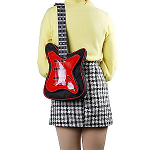 Electric Guitar Shaped Music Bag Oxford Cloth Shoulder Tote Bag Purse Crossbody Handbag for Women(Black)