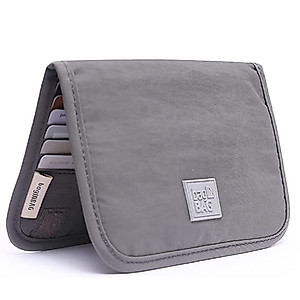 iN. Slim credit card holder wallet, Gift card display case, Minimalist light thin card storage case rfid blocking for men & women, with 28 slots in Grey