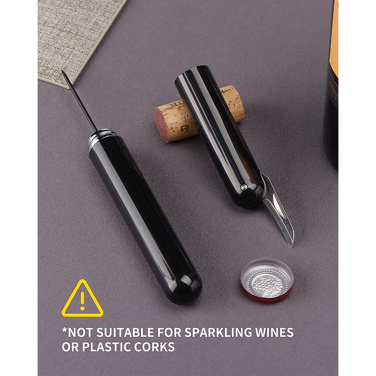 CIRCLE JOY Air Pump Wine Bottle Opener Set, Efficient Cork Remover With Foil Knife, Wine Pourer, Vacuum Stopper, Portable Mini Corkscrew Wine Opener for Home Travel Outdoor, Present for Wine Lovers