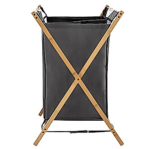 YOUDENOVA 143L Large Laundry Hamper Basket 3 Section, Waterproof Laundry sorter with 3 Compartments, Triple Divided laundry Organizer for Bedroom, Bathroom Organization, Black and Grey