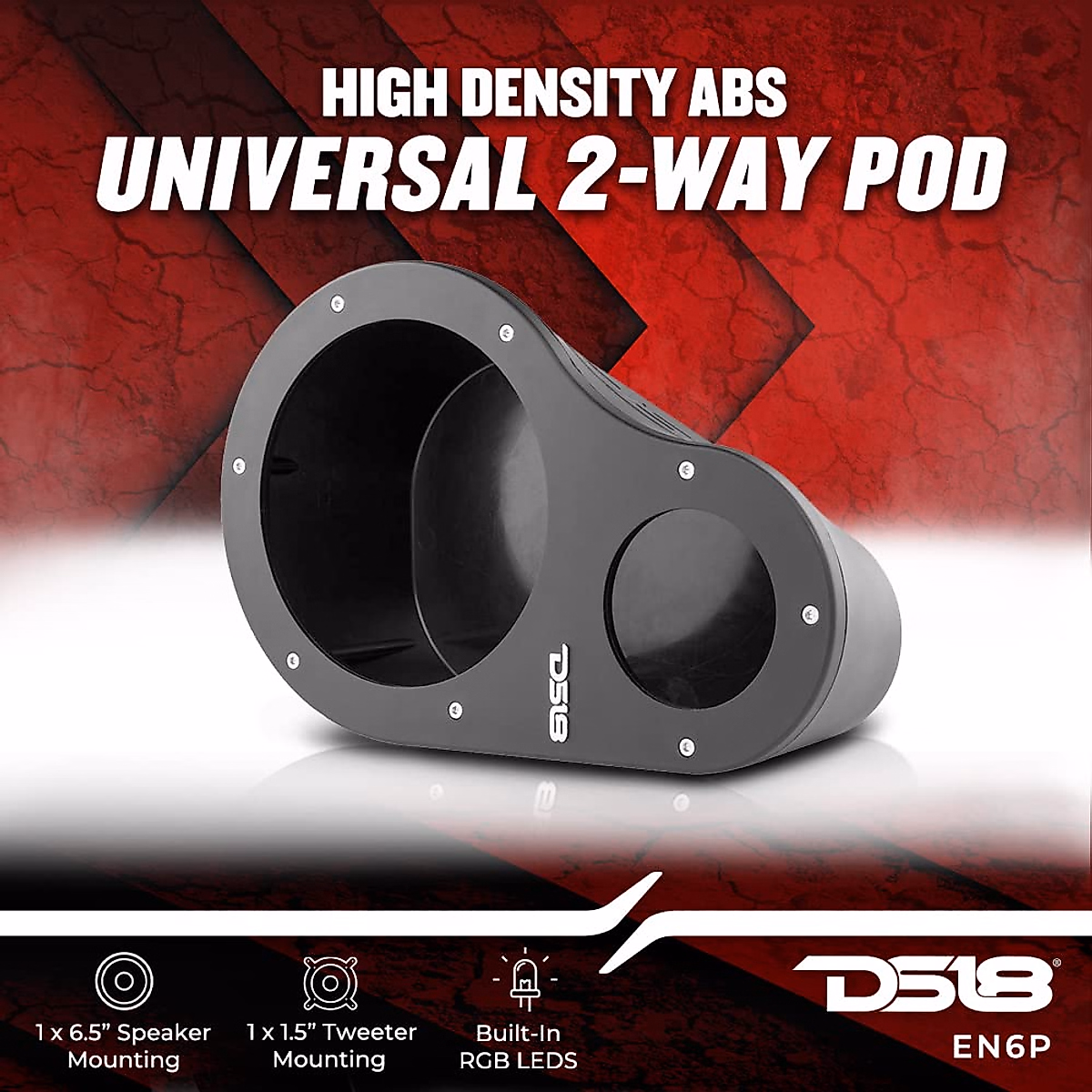 DS18 EN6P Universal Speaker Pods Bundle - 1 Set Left & Right Kick Panel + 2X 6.5 Midrange Speakers + 2X 1 Super Bullet Marine Tweeters - Great for Slingshot, SXS, Motorsports & ATV/UTV