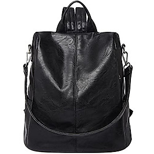 FOXLOVER Backpack Purse for Women Ladies Convertible Travel Fashion College Anti-theft Satchel Bag (Black)