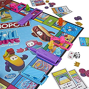 Monopoly Fall Guys Ultimate Knockout Edition Board Game for Players Ages 8 and Up, Dodge Interactive Obstacles, Includes Knockout Die