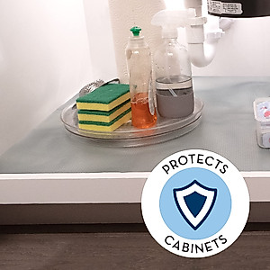 S&T INC. Under Sink Mat, Shelf Liners for Kitchen Cabinets Non Adhesive, Water Resistant and Plastic Kitchen Shelf Liner, Charcoal Grey, 24 in. x 48 in