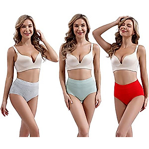 Xaanelr Women's Underwear Cotton High Waisted Full Coverage Briefs Soft Breathable Panties Multipack (Medium, Multi - a01-8 Pack)